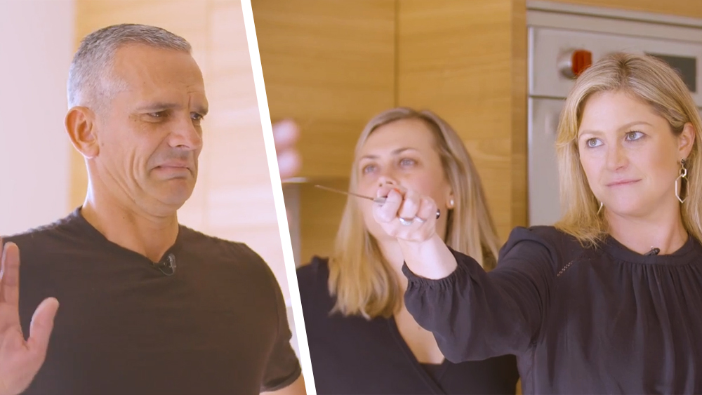 Toni Street holds up celeb chef Josh Emett at knifepoint for a ...