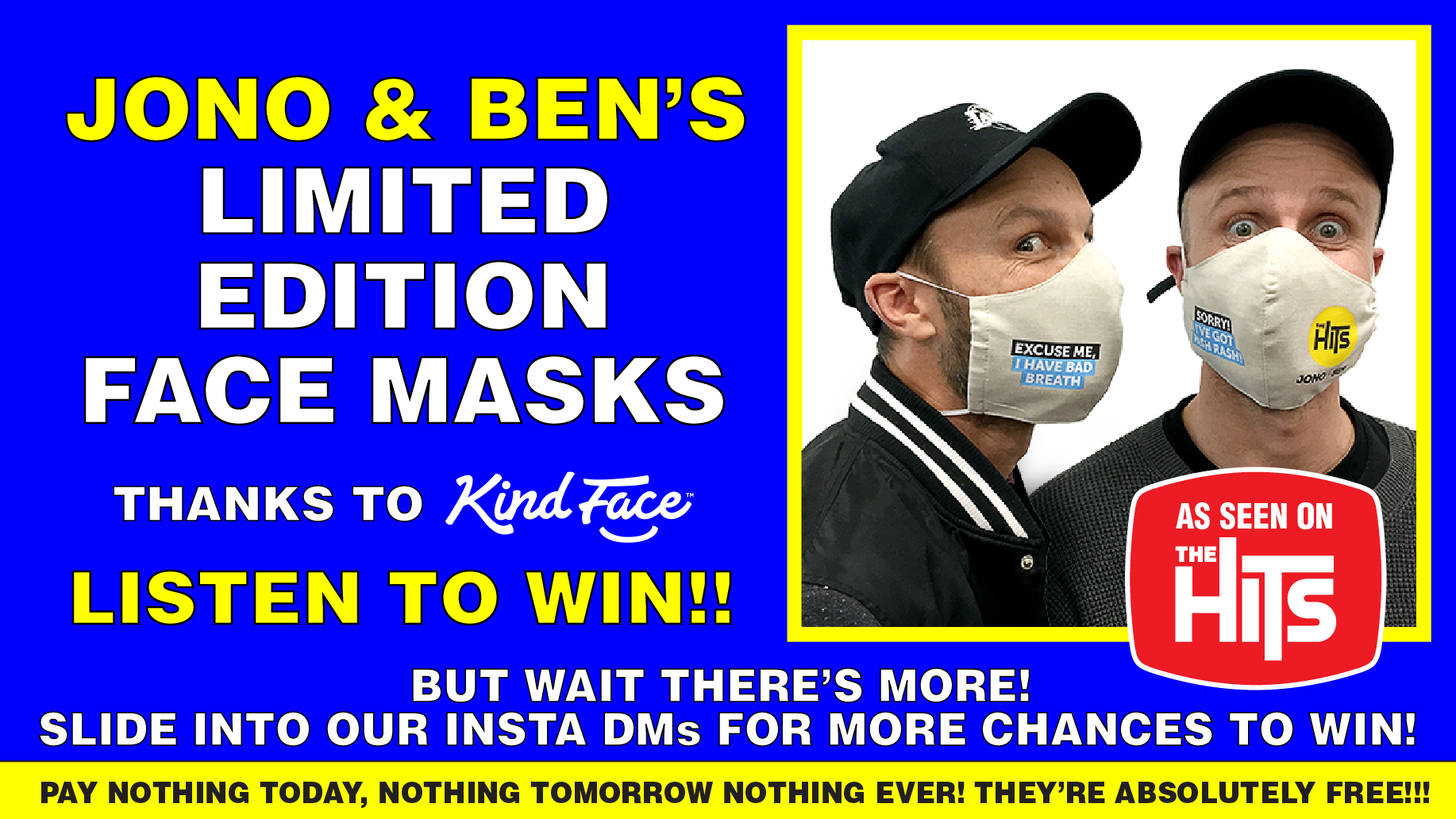 Jono & Ben's Limited Edition Face Masks thanks to Kind Face