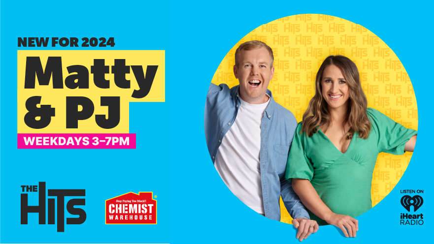 The Hits Drive with Matty & PJ weekdays 3pm-7pm